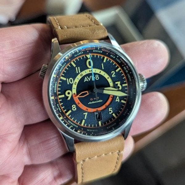 AVI-8 Flyboy Wingman Worldtimer GMT Automatic Atlantic Blue ...