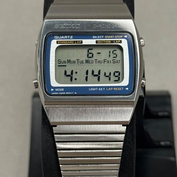 Rare Seiko Digital Blue Chronograph Quartz A229-5000 For Men's Watch ...