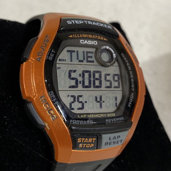 Casio Watch Menâ s Step Tracker Quartz Sport with Resin Strap Black ...