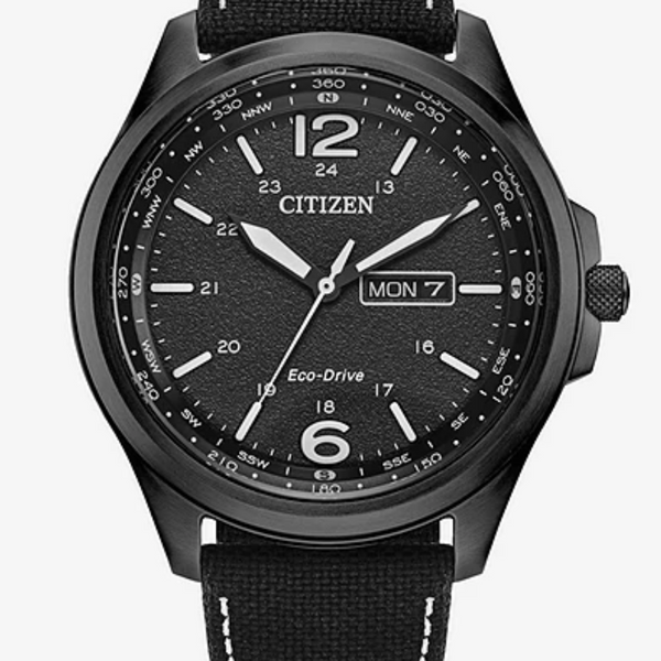 Citizen Mens Watch AW0115-03E Eco-Drive Black Dial Day Date Leather ...