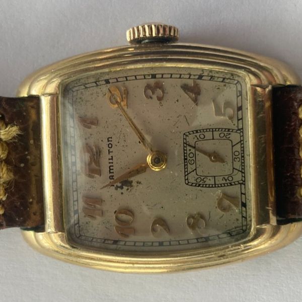 Vintage HAMILTON men's manual wind watch, 10K GF USA 1940s ...