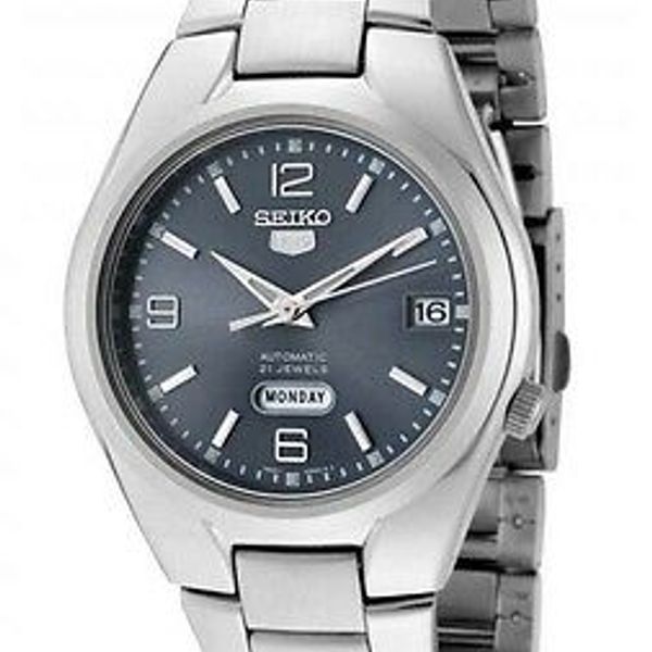 Seiko Automatic SNK621 SNK621K1 Mens Grey Dial Day Date Stainless Steel ...