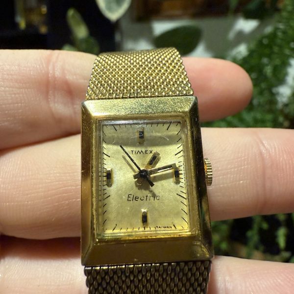 Vintage Gold Timex Rectangular Watch | WatchCharts Marketplace