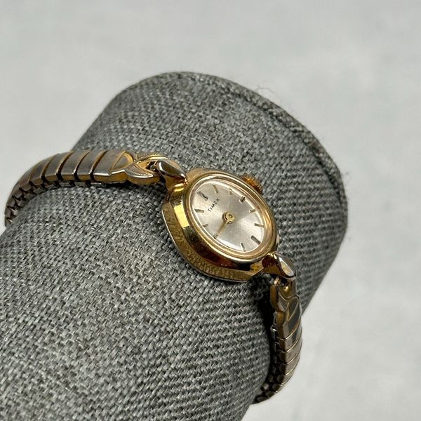 VTG Timex Watch Womens 12mm Oval Manual Wind Gold Tone Expansion ...