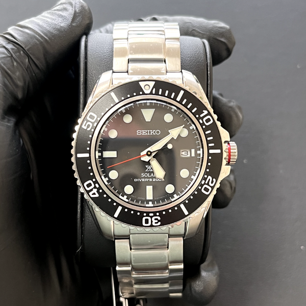 Seiko Prospex Solar Dive 42.8mm Black Dial Stainless Steel Watch SNE589 ...