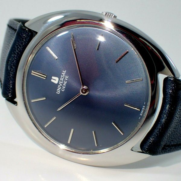 UNIVERSAL GENEVE Sunburst Blue Dial Ref. 842111 Cal.1-42 Swiss Vintage ...