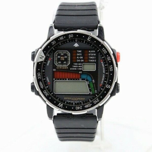 Vintage Citizen Digital Windsurfing Watch D060-086970 K/42-8035 GN-4-S ...