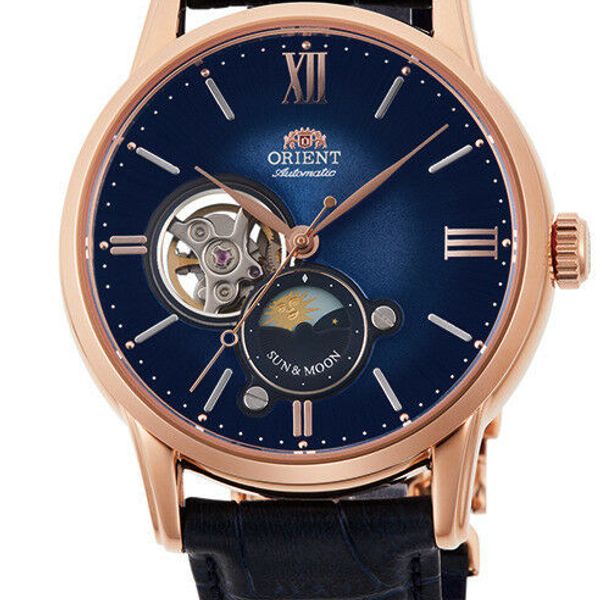 Orient 'Sun & Moon' Limited Edition Open Heart Midnight Blue Rose Gold ...
