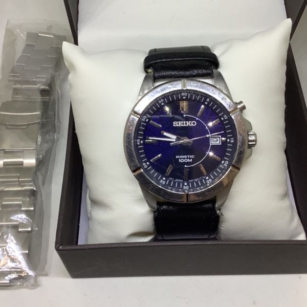Seiko Kinetic Watch - Blue Dial - With Spare Strap | WatchCharts ...