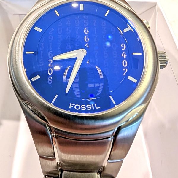 Vintage c00s Fossil BIG TIC JR-8623 Digital Analog Watch Blue Face Matrix WORKS | WatchCharts ...