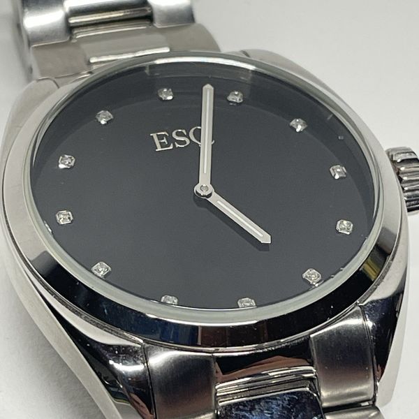 ESQ By MOVADO Silver Tone Stainless Steel Diamonds Watch New Battery ...
