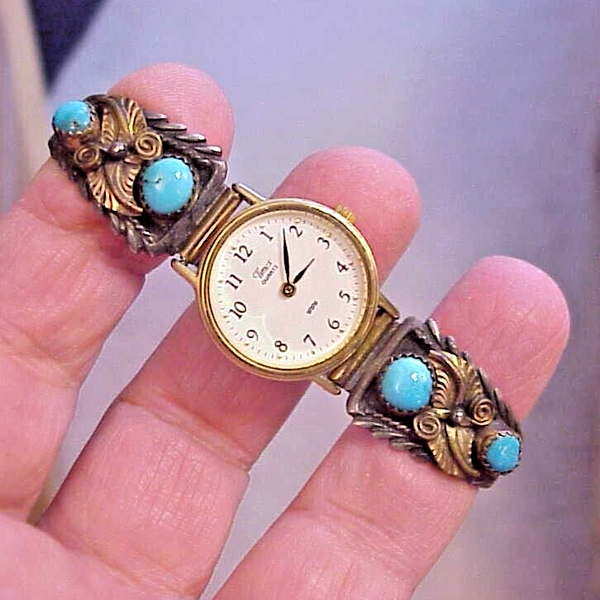 NICE Classic Lady Womens Timex Watch w Sterling Silver & Turquoise ...