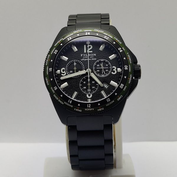 Filson x Shinola Journeyman Chronograph & World Time Black Rare Men's ...