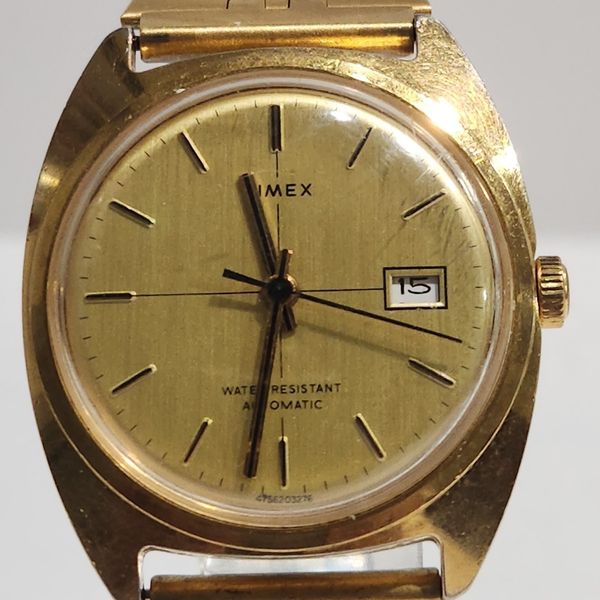 Vintage Timex Viscount Self-Wind Automatic Watch Men Gold Tone Date ...