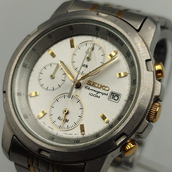 Seiko Chronograph 100m 7T62-0AP0 Calendar Tachymeter Alarm Spares or ...