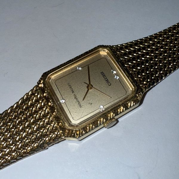 Vintage SEIKO Lifetime Manspring Wind-Up Gold-Tone 22mm Watch ...