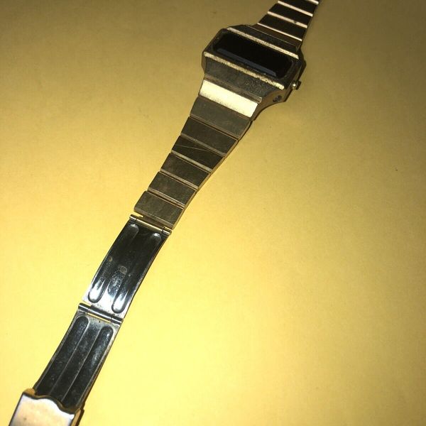 Vintage Benrus Gold-Tone LED Digital Watch Stainless Steel Band 1970s ...