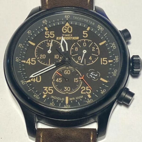 Timex Expedition Mens Black Faced Indiglo 100m 921 -23 Watch ...