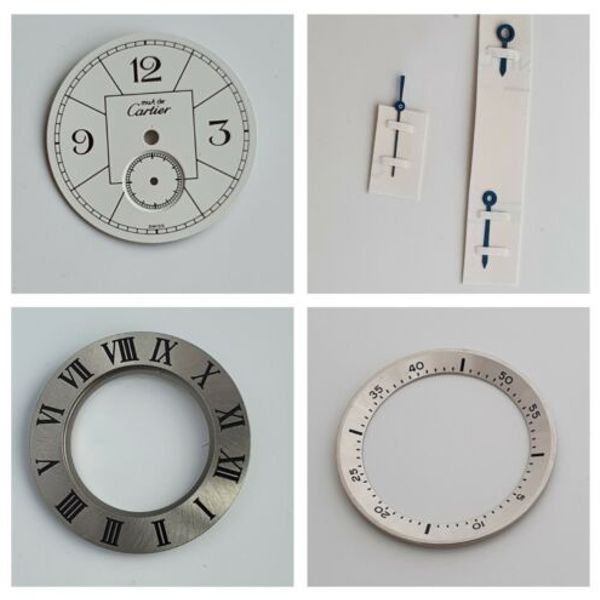 8X Authentic CARTIER Watch Parts Dial-Hands-Date Wheel-Inner Bezel ...