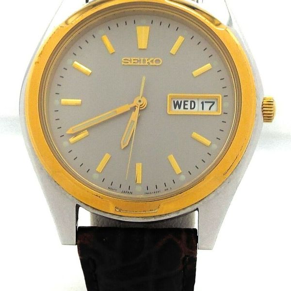 Seiko - 7n43-8199 - Two-Tone Watch - Quartz - New Battery - Leather ...