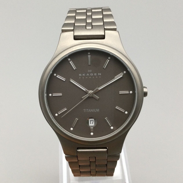 Skagen Watch Women 34mm Titanium Silver Tone Date New Battery 6.5 ...