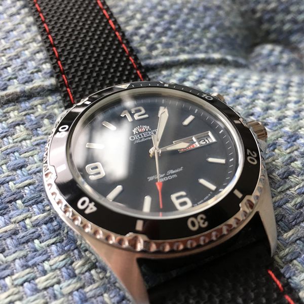 FS: Orient Black Mako on Red Stitched Strap | WatchCharts Marketplace