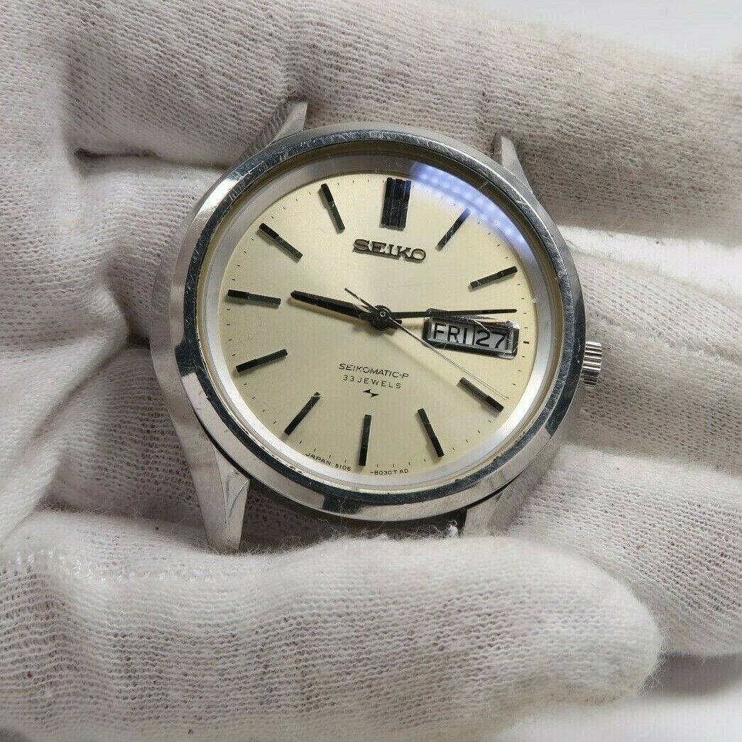 Vintage SEIKO SEIKOMATIC-P 5106-8020 FOR PARTS OR REPAIR Watch JAPAN ...