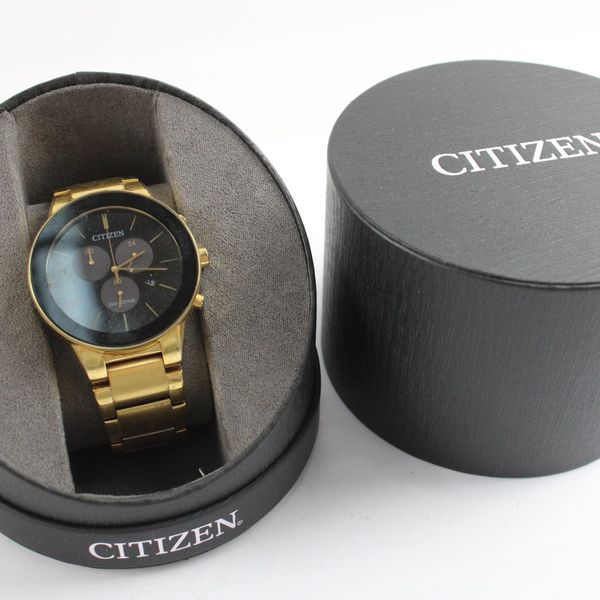 Citizen Eco Drive WR100 Gold Tone Chronograph Watch Solar Quartz ...