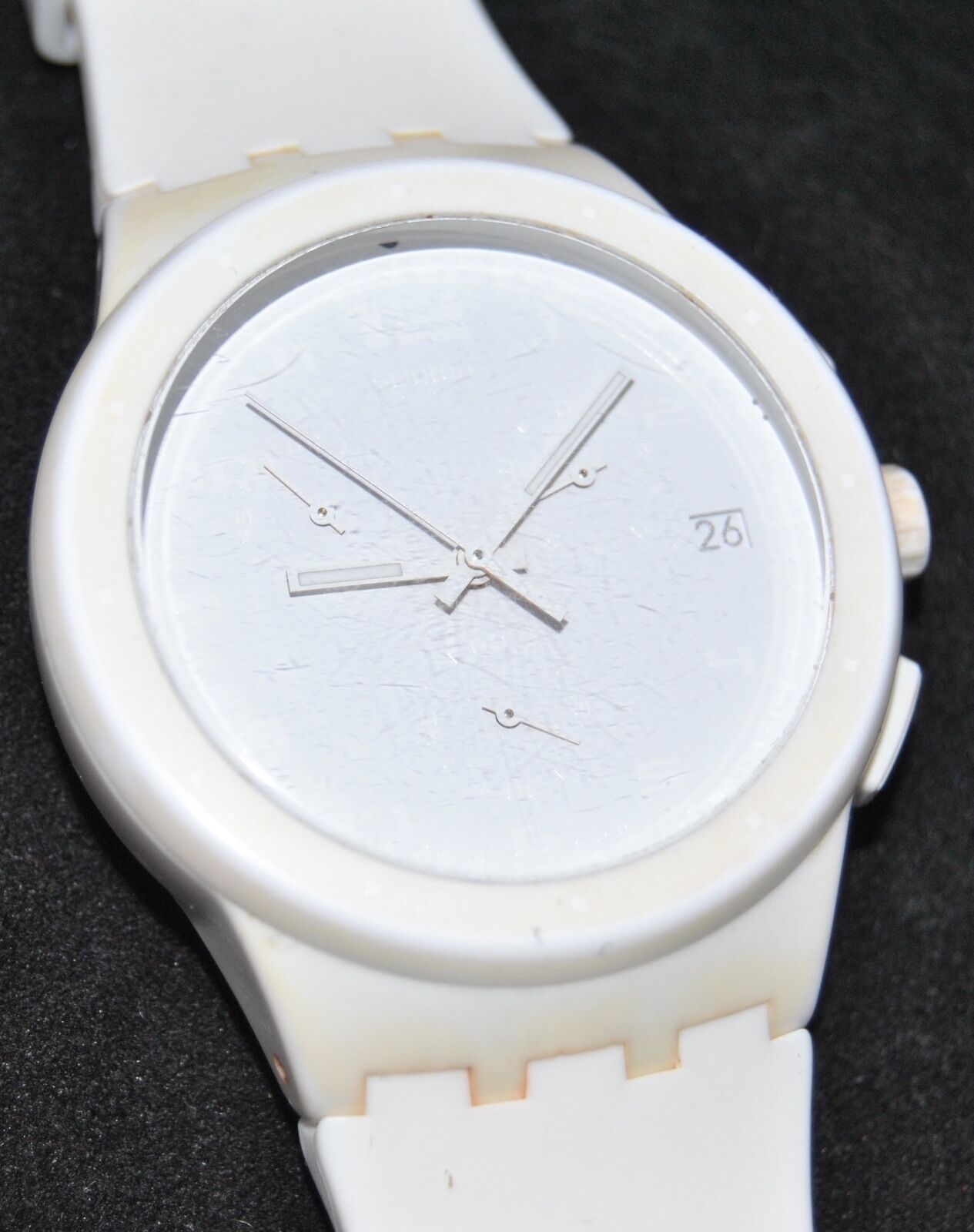 Swatch 2012 “Basic White” Chronograph Watch All White Case & Band ...