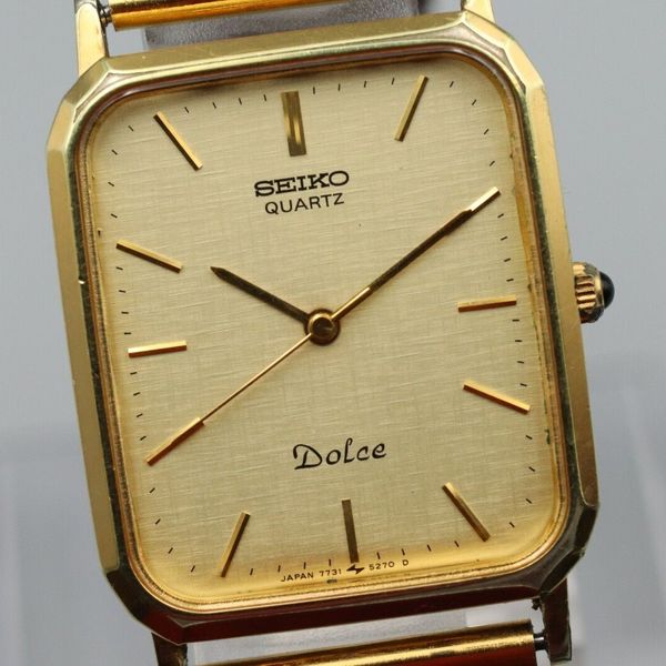 *Exc+5* Vintage 1985 SEIKO Dolce 7731-5240 Gold Dial tank quartz Men's Watch JP | WatchCharts ...