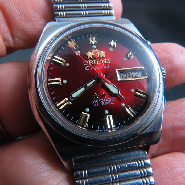 Japan Orient Three Star Crystal Daydate Automatic Men Watch ...