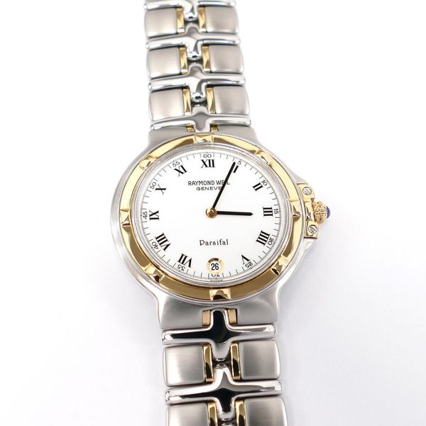 Raymond Weil Parsifal 9190 White Roman Numeral Dial with 18k Gold Men's ...
