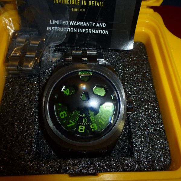 invicta SPEEDWAY mens watch automatic 33204 Skull Watch Green JUMP HOUR ...