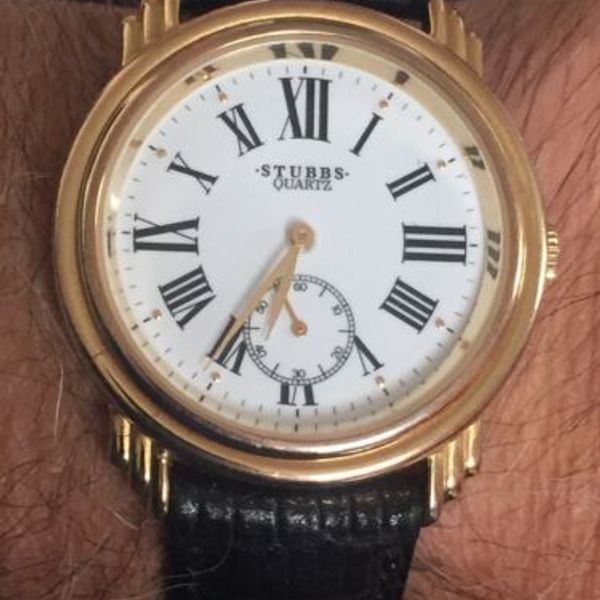 Vintage 1970’s “STUBBS” Gold Plated, 1-jewel Swiss Mech Quartz Move Men ...