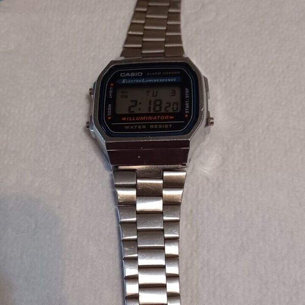 Vintage Casio Men's Wristwatch Digital Alarm Chrono Silver Tone A168 ...