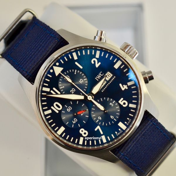 FSOT: MINT IWC Pilot Chronograph Le-Petite Prince on Blue Nato Strap IW377717 | WatchCharts ...