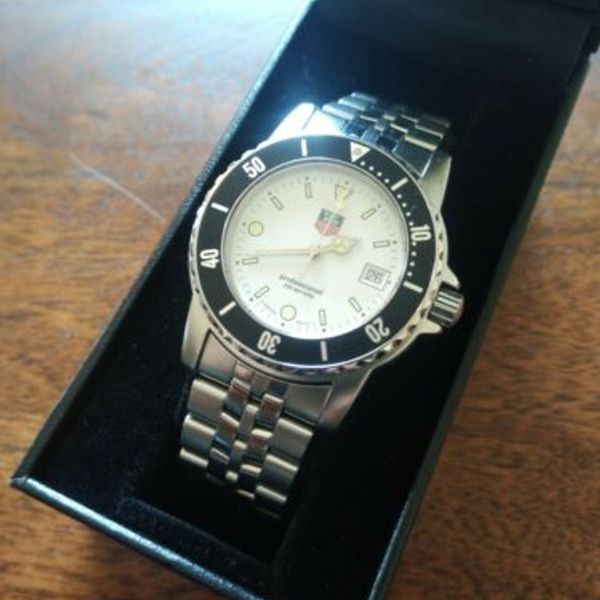 TAG HEUER 1500 Professional WD1213 watch RARE white face black bezel ...