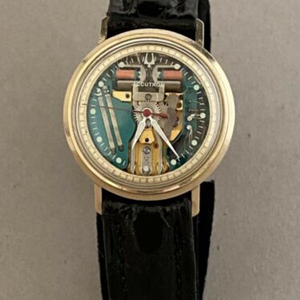 Vintage Authentic Bulova Accutron 214 Spaceview M4 10k Gold Filled Men ...