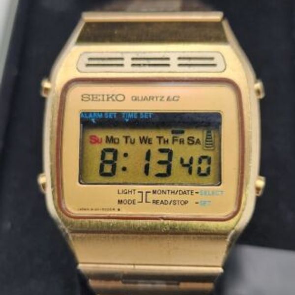 Vintage Seiko Quartz LC Digital Alarm Chronograph A133-5000- G Gold ...