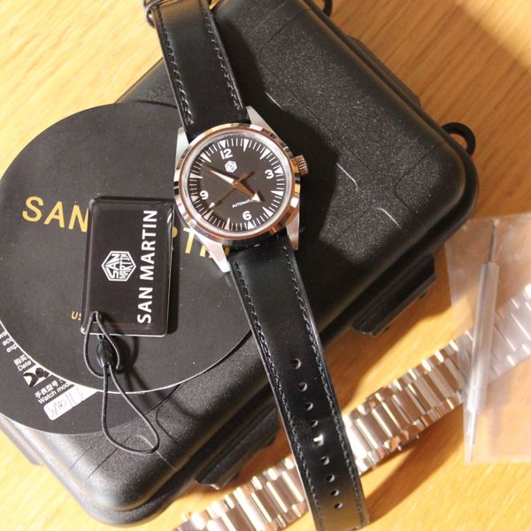 San Martin SN0113-G V1 Railmaster 38mm Watch Rare â Snowâ Model Seiko ...