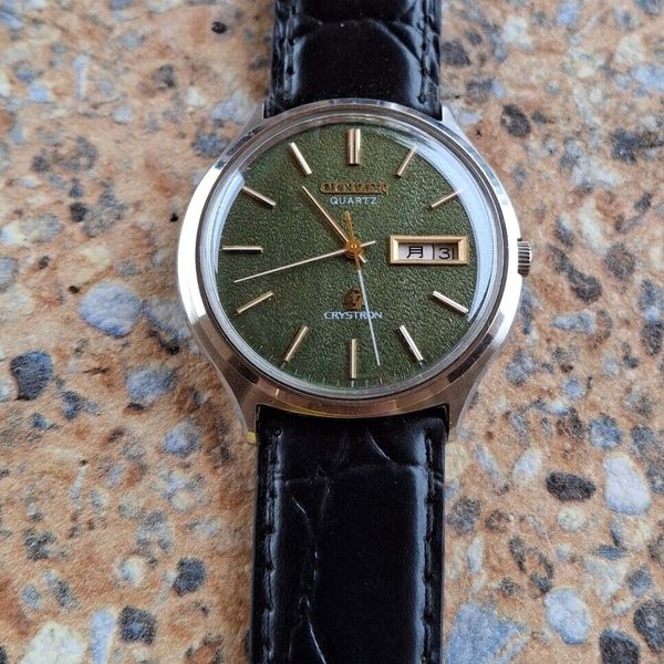 Vintage Citizen CQ Crystron Quartz JDM Kanji October 1975 Textured Dial ...
