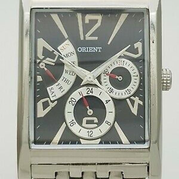 Orient Quartz RF UUAA-CO CS Retrograde Day Date St Steel Japan Men's ...