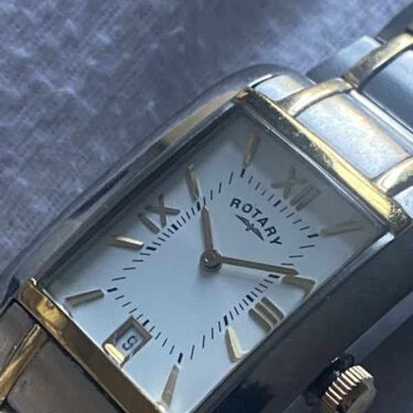 Rotary Tank Roman Numeral Dial Two-Tone MENS Gents Vintage Dress Watch ...