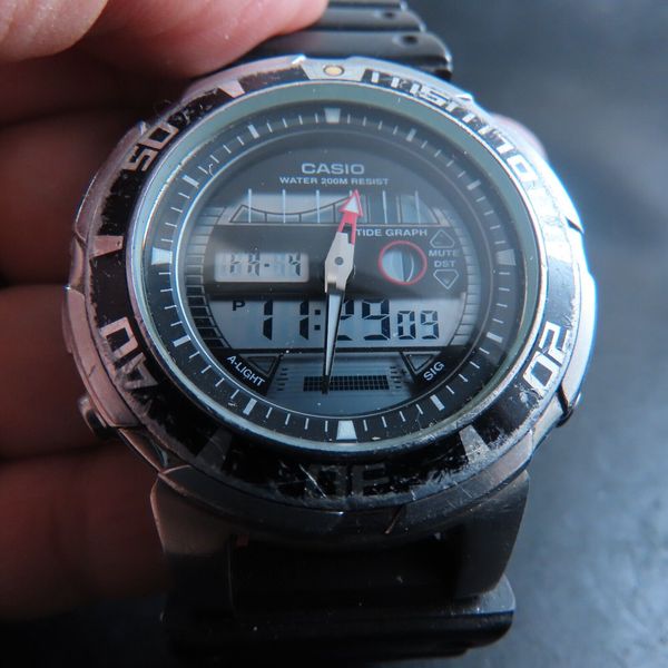 MDV-701 Casio Tide Graph Moonphase Thermometer LCD Quartz Men Watch ...