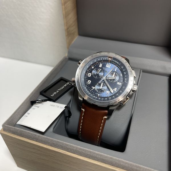 Hamilton Khaki X-Wind Chronograph Quartz Blue Dial Men's Watch ...