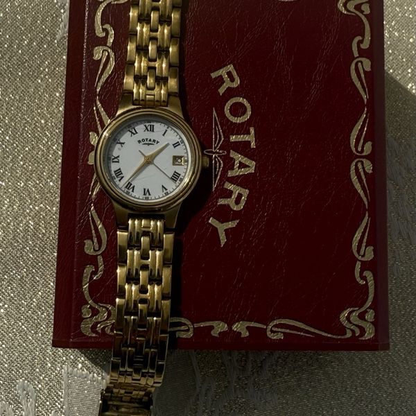 Rotary Ladies Quartz Watch â Gold-Tone Bracelet, Roman Dial,Date, Boxed ...