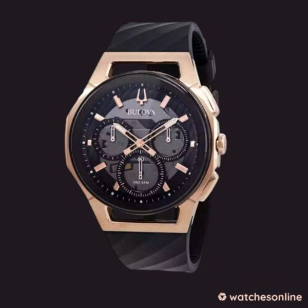 Bulova Curv Chronograph Black Dial Men's Watch 98A185 | WatchCharts ...