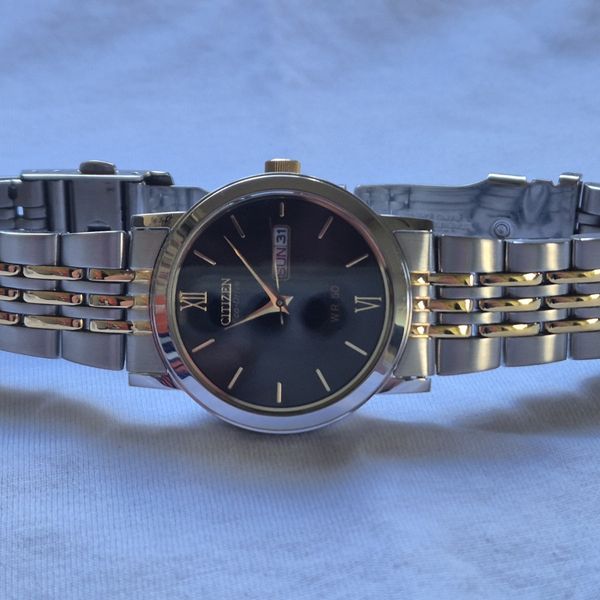 Citizen Eco Drive Two Tone Day Date Black Dial WR 50 | WatchCharts ...
