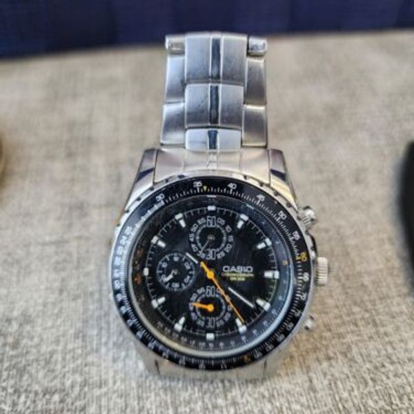 Casio Men's MTP4500D Slide Rule Bezel Analog Chronograph Aviator Watch ...