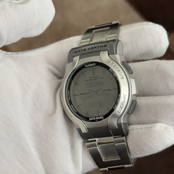 Rare Vintage Casio Twincept Wave Ceptor WVA-200 Ana-Digi Data Bank Menâ ...